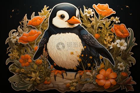 企鹅的手绘贴纸插画图片下载 正版图片600384788 摄图网