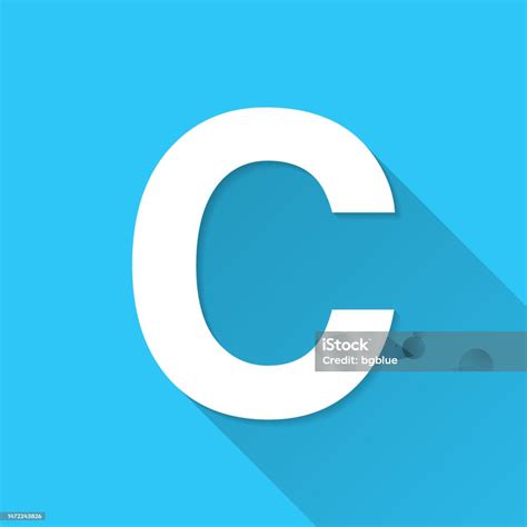 파란색 배경에 문자 C 아이콘 긴 그림자가 있는 평면 디자인 로고에 대한 스톡 벡터 아트 및 기타 이미지 로고 알파벳 C 3차원 형태 Istock