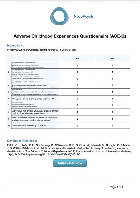 Printable Ace Test