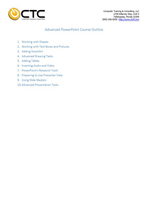 Advanced Powerpoint Course Outline Pdf