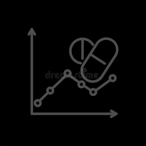 A Vector Line Icon Depicts A Line Graph With An Upward Trend Near A Pill And Capsule