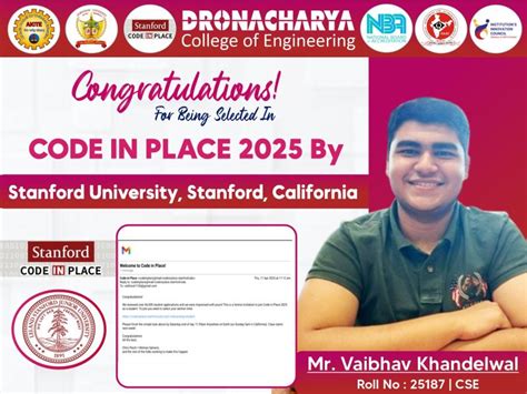 Stanforduniversity Codeinplace2025 Dcegurugram Globalachievement