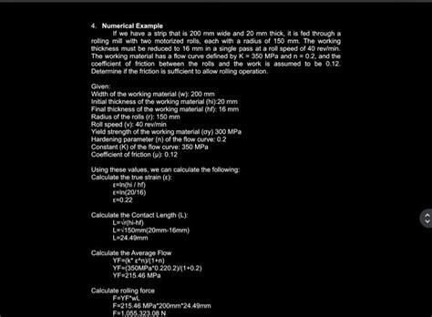 Solved Abstract In The Cold Rolling Process It Is
