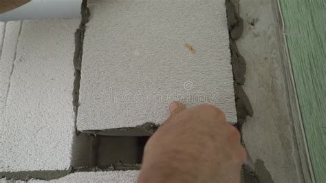 Construction Of A Cinder Block Wall Block Installation And Erection Of A Wall From A White