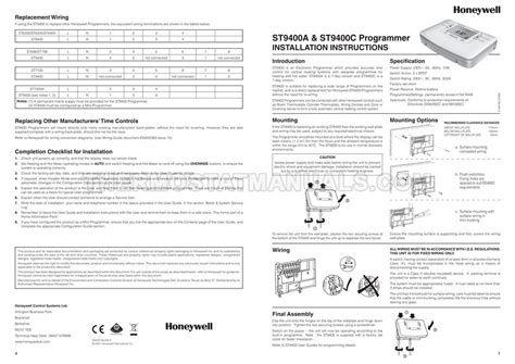Honeywell ST C Installation Instructions