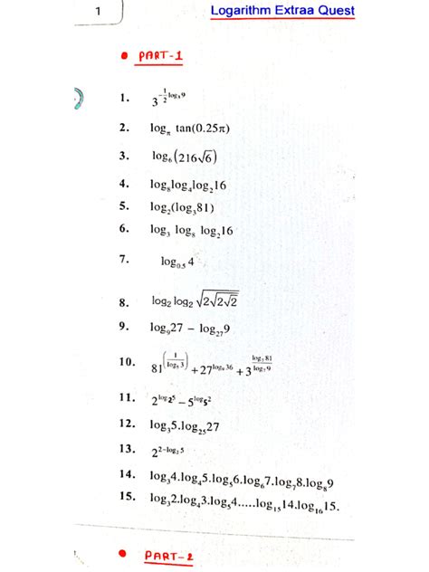 Logarithm Practice Pdf