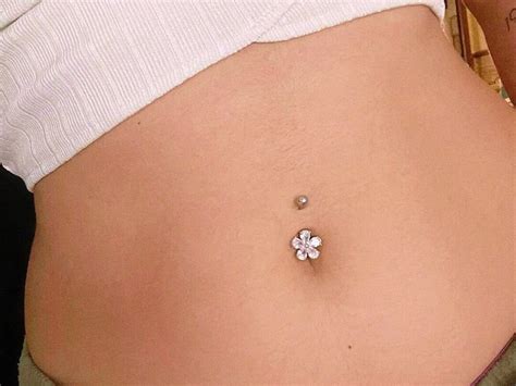Dainty Belly Ring Flower Belly Button Ring Navel Piercing Cute