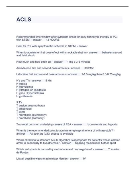 Acls Questions With Correct Answers 2024 Acls Stuvia Us