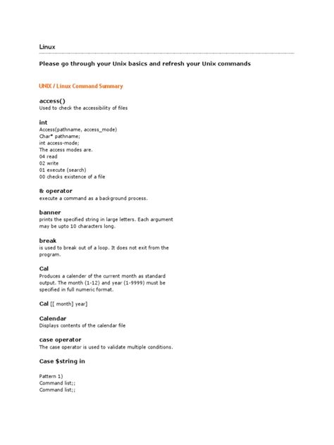 Linux Please Go Through Your Unix Basics And Refresh Your Unix