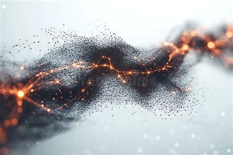 Abstract Network Connection Illustration With Glowing Points And Complex Data Structure Stock