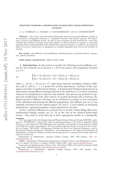 Pdf Splitting Schemes And Segregation In Reaction Cross Diffusion Systems