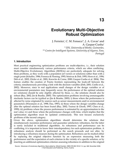 Pdf Evolutionary Multi Objective Robust Optimization