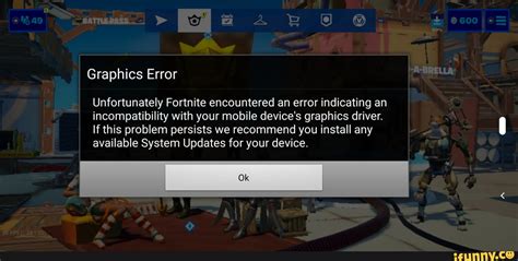 Graphics Error Unfortunately Fortnite Encountered An Error Indicating