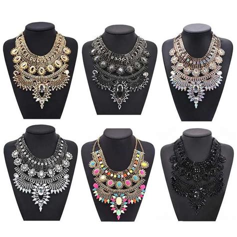 Bib Collar Necklace Large Pendant Women Crystal Rhinestone Boho Ethnic