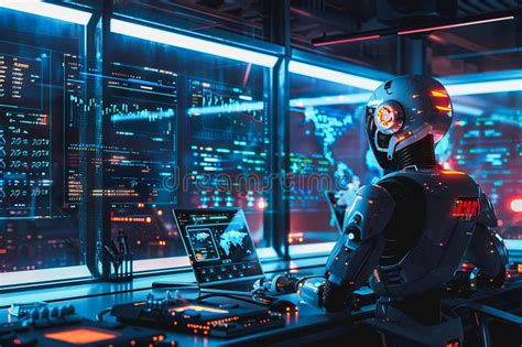 Ai Robots With Screens Displaying Real Time Data Analysis And Learning