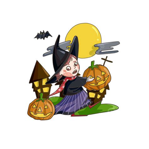 รูปแม่มดการ์ตูนฮาโลวีน Png ภาพตัดปะฮาโลวีน การ์ตูนภาพตัดปะ สีดำภาพ