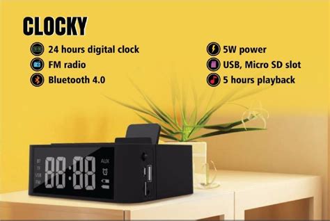 Black Bluetooth Speaker With Clock And Mobile Stand Size 16 11 5 5 5 CMs At 775 Piece In New