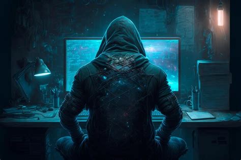 Premium Photo Hacker Concept Hacker Sitting In Front Of The Computer With Hacking Codes
