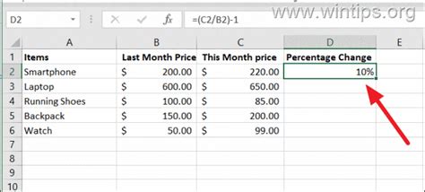 How To Calculate Percentage Change Between Two Numbers In Excel WinTips Org