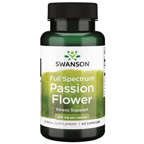 Swanson Premium Full Spectrum Passion Flower 500 Mg 60 Capsules