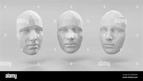 Creative Male Or Female Face Concept Polygon Surface Mesh In