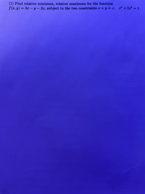 Solved 1 Find Relative Minimum Relative Maximum For The