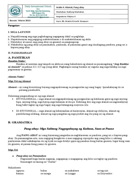 Filipino 9 7th Week Q3 Pdf