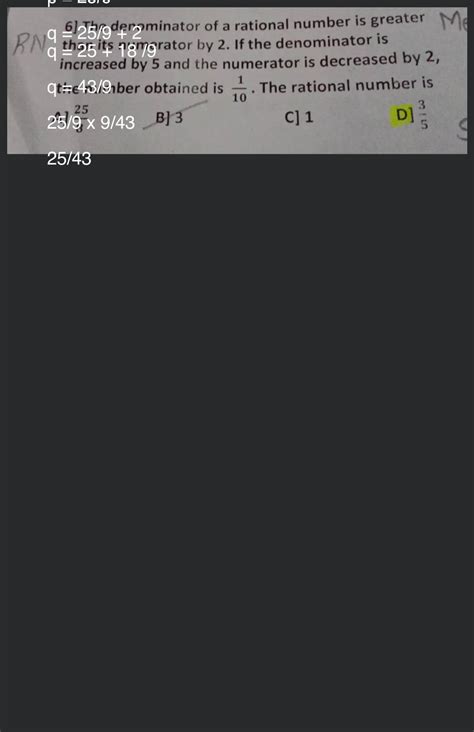 6] The Denominator Of A Rational Number Is Greater Than Its Numerator By