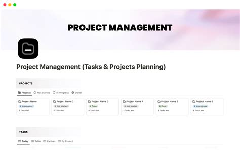 project management tasks and projects planning template notion