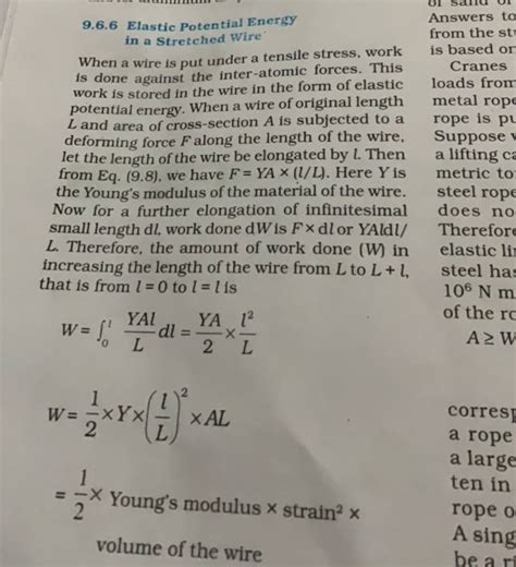 966 Elastic Potential Energy In A Stretched Wire When A Wire Is Put Und