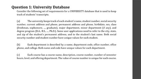 Solved Question 1 University Database Consider The