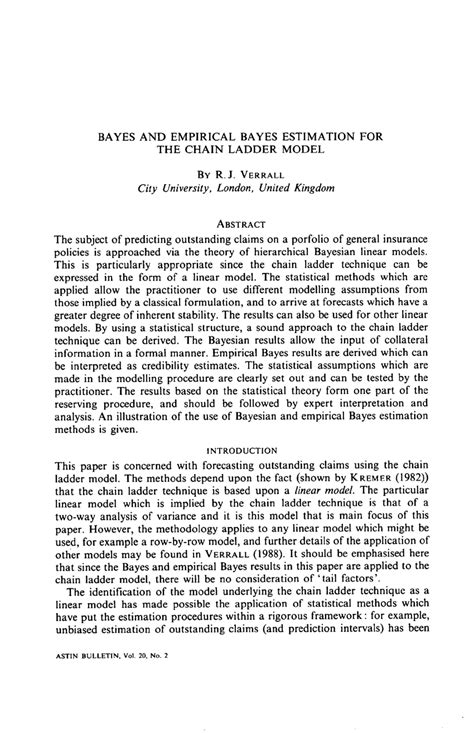 Pdf Bayes And Empirical Bayes Estimation For The Chain Ladder Model