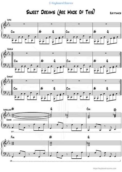 Sweet Dreams Eurythmics Sheet Music