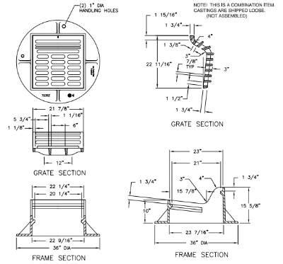 7235m1 21 78 Catch Basin Curb Inlet Frame And Grate By Trench Drain