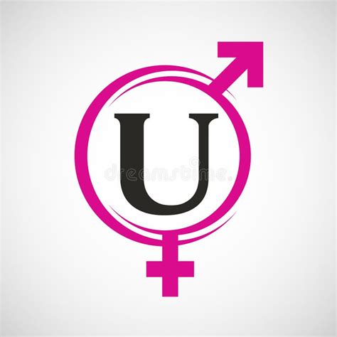 English Alphabet U With Gender Symbol Logo Design Template Male And Female Sign Stock Vector