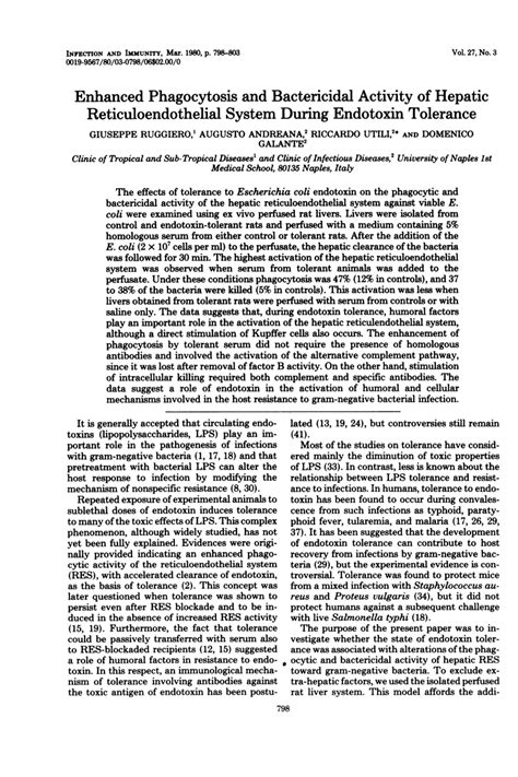 Pdf Enhanced Phagocytosis And Bactericidal Activity Of Hepatic Reticuloendothelial System