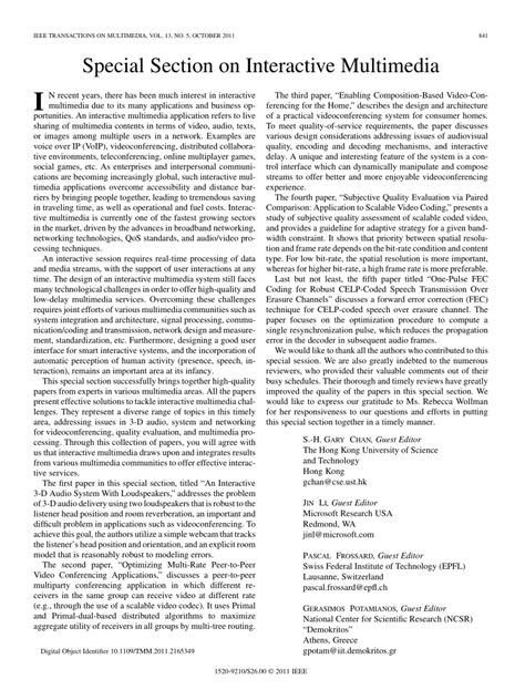 Pdf Special Section On Interactive Multimedia