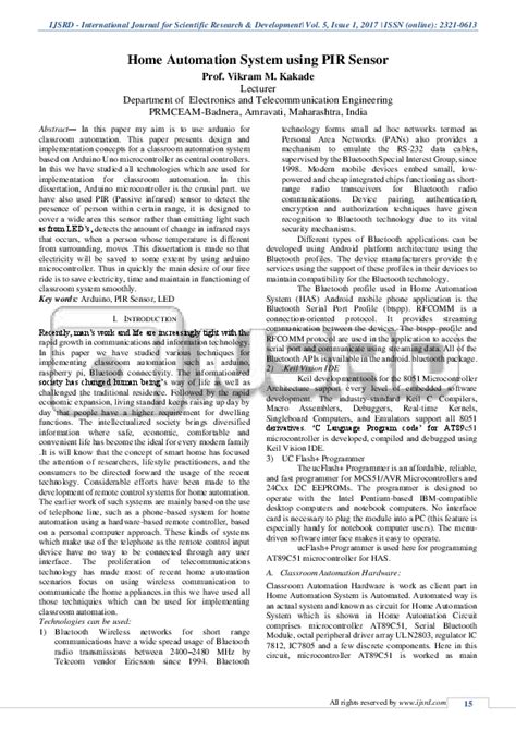 Pdf Home Automation System Using Pir Sensor
