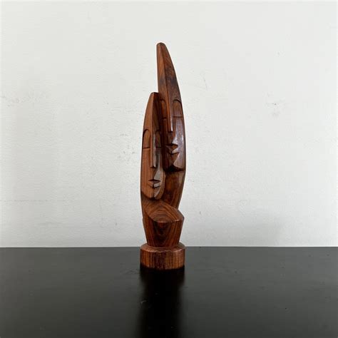 Vintage Hand Carved Wood Face Sculpture Retro Home Decor Etsy