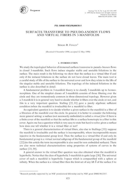 Pdf Surfaces Transverse To Pseudo Anosov Flows And Surfaces