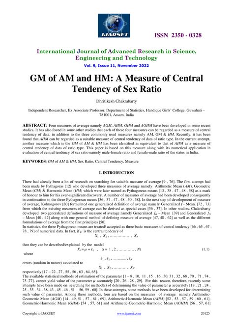 pdf gm of am and hm a measure of central tendency of sex ratio