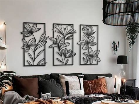 خرید تابلو فلزی دیواری سه قاب گل بهترین قیمت و کیفیت