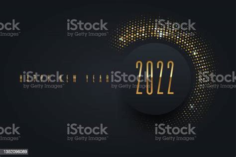 2022 년 새해 로고와 빛나는 황금 하프톤 은 검은 색 배경 고급 템플릿 디자인 벡터 그림입니다 0명에 대한 스톡 벡터 아트 및 기타 이미지 Istock