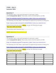 ODU CS464 Quiz4 Pdf CS464 Quiz 4 Summer 2022 Question 1 This
