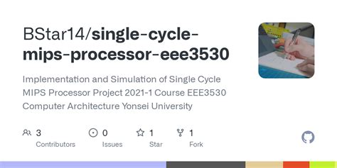 GitHub BStar14 Single Cycle Mips Processor Eee3530 Implementation And Simulation Of Single
