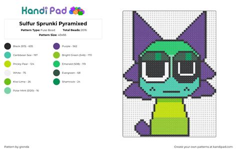 Sulfur Sprunki Pyramixed Fuse Bead Pattern Kandi Pad Kandi Patterns