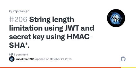 string length limitation using jwt and secret key using hmac sha · issue 206 · kjur jsrsasign