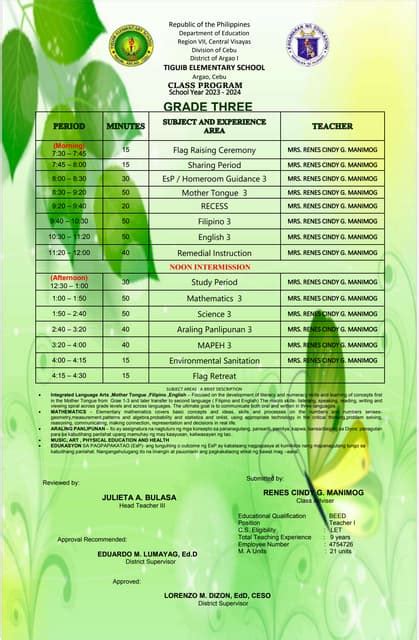 Class Program Grade 3 1 Docx