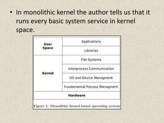 Monolithic Kernel Vs Microkernel Ppt