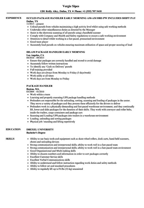 Package Handler Resume Samples Velvet Jobs